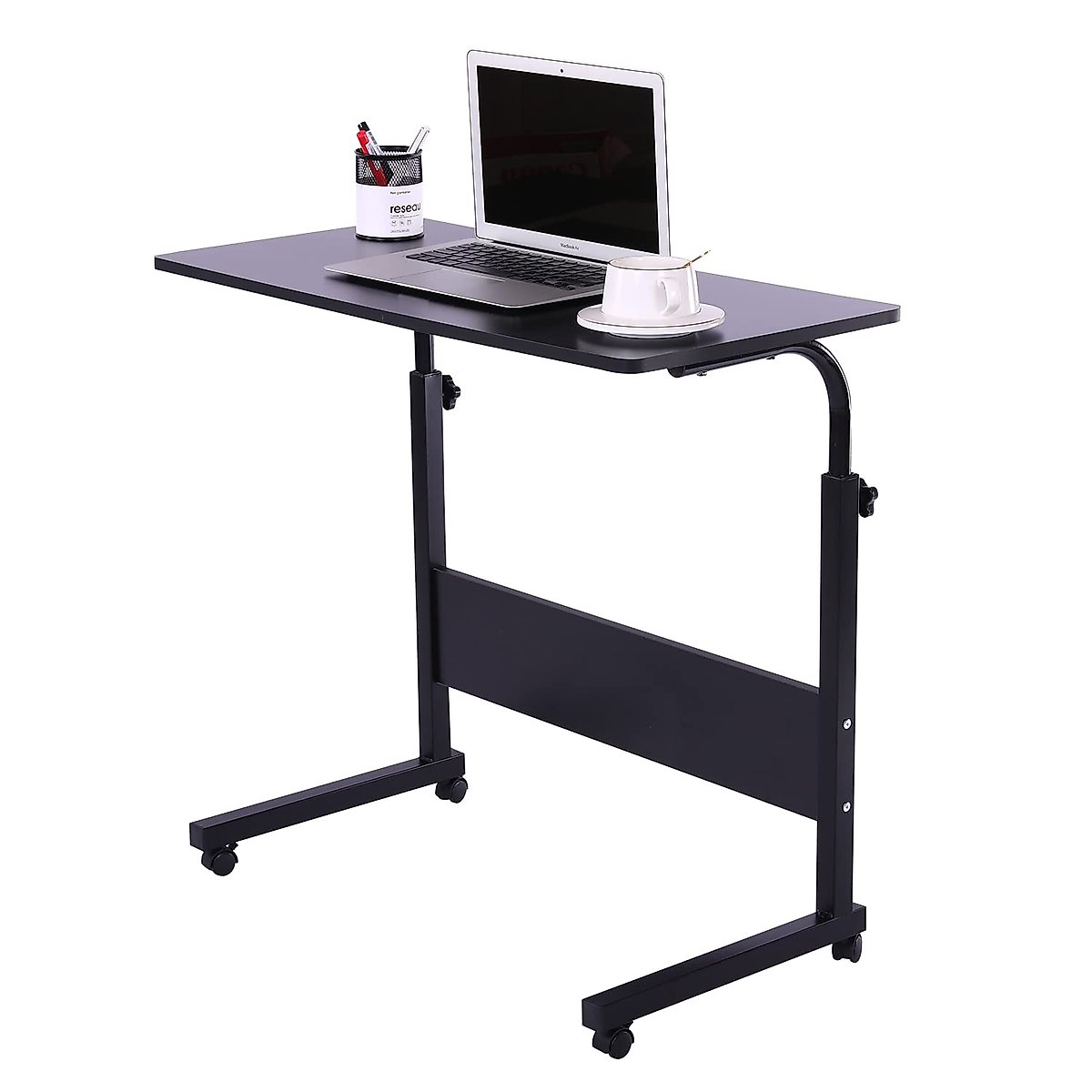 Laptop Cart 31.5" Mobile Table Fancasa Movable Portable Adjustable Notebook Computer Stand with Wheels (Black)