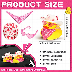 Jexine 24 Pcs Cowboy Rubber Duck, Cowboy Rubber Duck Mini Rubber Duckies with Hat Glasses Scarf Shower Party Favor(Cow Pattern)