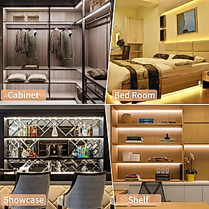 JESLED Under Cabinet Lights with Light & Motion Sensor, Dimmable and Adjustable 2700K to 10000K, 3 Working Modes, Timer, IP67, 9.8 ft LED Strip Lights for Cabinet, Counter, Shelf, Bed, Room