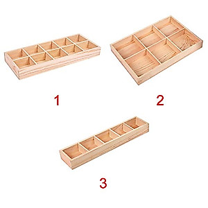 Rustic Compartments Wooden Divided Boxes Succulents Flower Pot Desktop Storage Box Holder Home Balcony Organizer, Wood Display Tray for Crafts, Jewelry, Ornaments (6 grids)