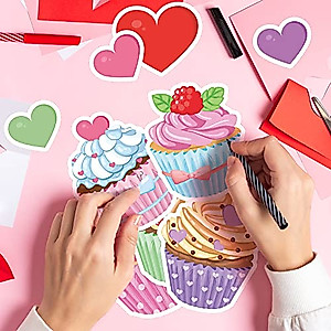 85Pcs Valentine's Day Cupcake Bulletin Cut Out Classroom Decoration Colorful Cupcakes Hearts Cutouts Cupcake Paper Cutouts Birthday Bulletin Board Decorations for Classroom, Valentine's Day Gifts