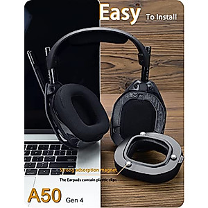 A50 Gen 4 Mod Kit - defean Replacement Earpads and Headband Compatible with Astro A50 Gen 4 Headset,Ear Cushions, Upgrade High-Density Noise Cancelling Foam, Added Thickness (Black Breathable Fabric)