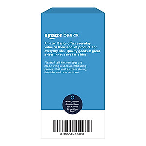 Amazon Basics Flextra Tall Kitchen Drawstring Trash Bags, Fresh Scent, 13 Gallon, 120 Count