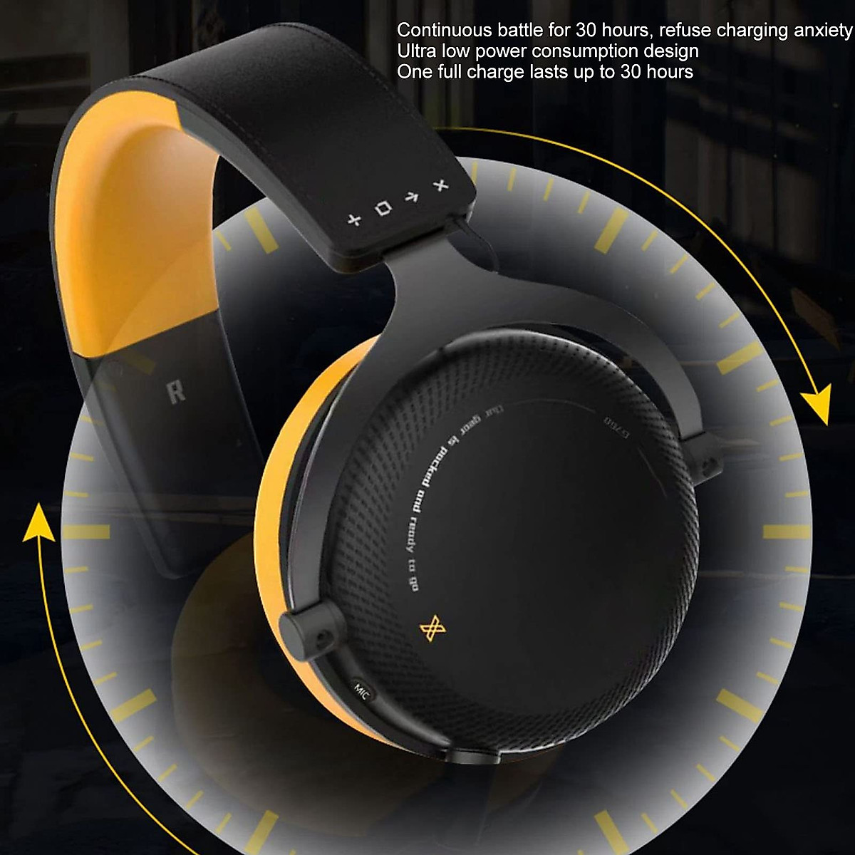 Tangxi Wireless BT Gaming Headsets with Microphone, RGB Light Stereo Gamers Headphones, Wired Over Ear Computer Headset with Mic for PC,Switch, Phone, Tablet(Yellow)
