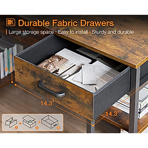 ODK Office Small Computer Desk: Home Table with Fabric Drawers & Storage Shelves, Modern Writing Desk, Vintage, 48"x16"
