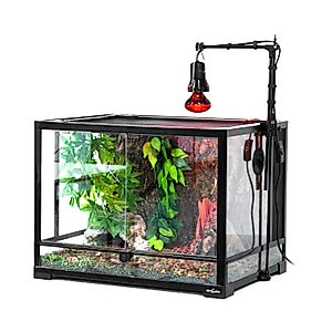 REPTI ZOO 8.5 inch Reptile Light Fixture 200W 2 in 1 E26 Base with Removable Ceramic Socket with On Off Toggle Switch in Black,Aquarium Dome Reptile UVB Light Socket Fixture (without Bulbs)