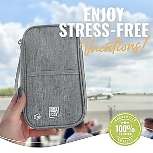 BOACAY Travel Document Organizer with RFID, Family Passport Holder, Wallet for Women & Men, Portable & Waterproof Case for Cards, Boarding Pass, Money