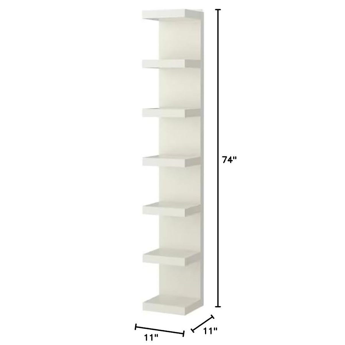 home stuff Wall Shelf Unit, 7 Tier Wall Shelves, Vertical Column Shelf Storage Home Decor Organizer Design Utility Lack Shelving, Design for Bedroom Living Room, 11 3/4x74 3/4, (White)