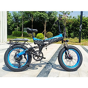 iRonsnow Lankeleisi 20" Fat Tire Electric Bike, 1000W Motor Folding Bicycle 28MPH 90NM - 7 Speed E Snow Mountain Ebike 48V 17.5Ah Lithium Battery E-Bike