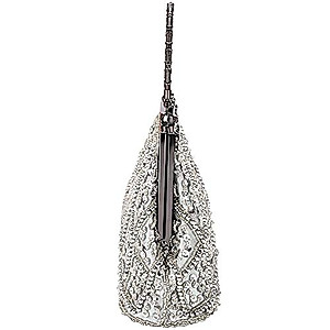 AIJUN Women's Vintage Beaded Evening Bag Sequin Clutch Purses for Women Wedding Clutches Prom Cocktail Party Handbags(Silver)