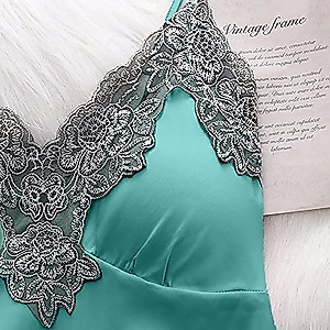 Pjs Nightwear Lace 5Pcs Pajama Women‘s Silky Set Sleepwear Sexy Set Pajama with 4 Piece Lingerie Set for (Green, L),Slips,green