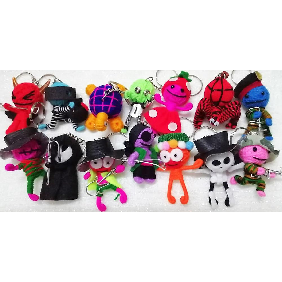 Touchable dream Wholesale Bulk Random Lot 25 Pcs Voodoo Dolls Character Keychain Keyring Keyfob Ornament Hanging Bags Wallets Cars(25)