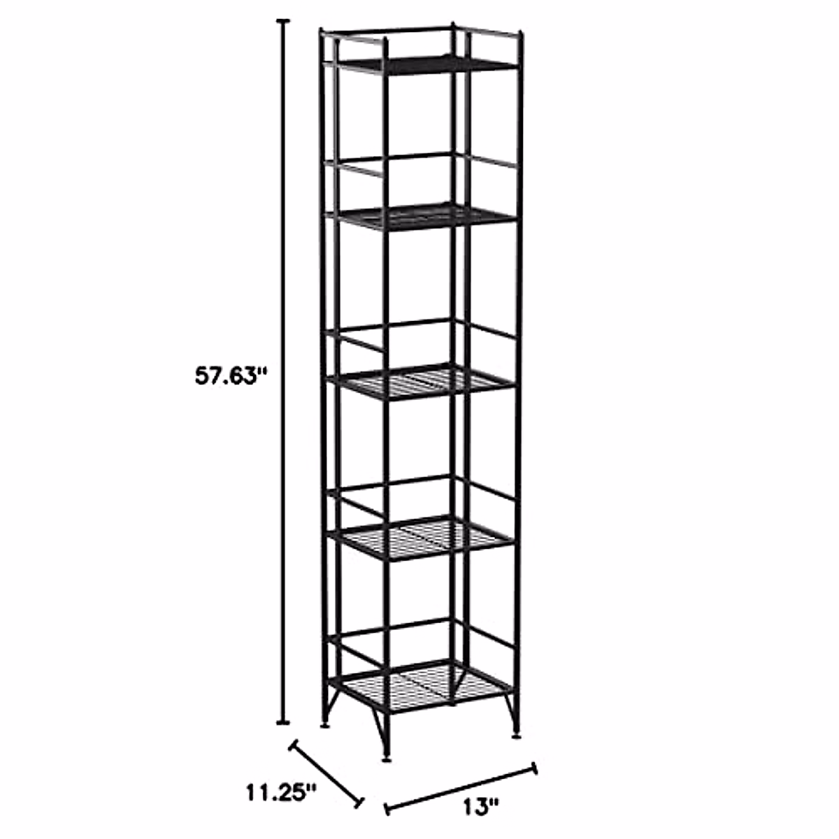 Convenience Concepts Designs2Go X-Tra Storage 5-Tier Folding Metal Shelf, Black