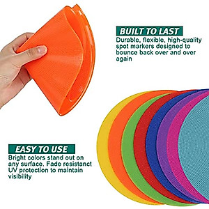 UQXY Spot Markers 10 Inch Non Slip Rubber Agility Markers Flat Field Cones Floor Dots for Soccer Basketball Sports Speed Agility Training and Drills (6PCS)