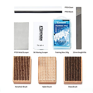 XCMAN Ski and Snowboard Waxing and Tuning Kit with Wax Brush Box for Traveling and Storage (Rigid Box with Tuning Tools) Red+Blue Box
