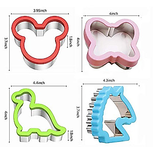 Sandwich Cutter Set Fruit Cutters Bread Cutout Shapes for Kids Lunch Butterfly Dinosaur Unicorn Mousehead Food Shaped Cookie Cutters 13 Pack for Baking and Food Tools Accessories
