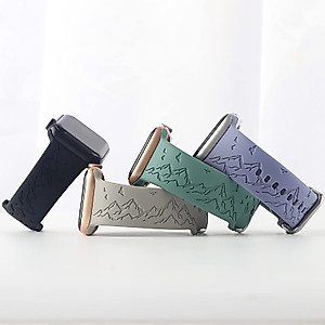 Mountain Range Engraved Silicone Band Compatible With Apple Watch 38mm 40mm 41mm for Women Men,Adventure Travel Gift Idea,Flying Bird Carved Soft Silicone Sport Wristband Replacement Strap with