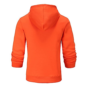 Maiyifu-GJ Pullover Hoodies for Men Classic Casual Solid Loose Fit Long Sleeve Hoodie Basic Lightweight Hooded Sweatshirt (Orange,X-Large)