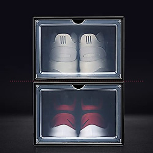 Toyvian Entryway Shoe Storage Bench Shoe Box Shoe Storage Boxes Magnetic Folding Stackable Shoes Cases Organizer Bins Container for Home Shop Black Shoes Container