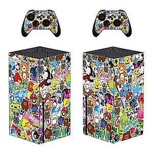 FELIPE SEIJI KUBA Protective Vinyl Skin Decal Cover for Xbox Series X Console Wrap Sticker Skins with Two Free Wireless Controller Decals multi color