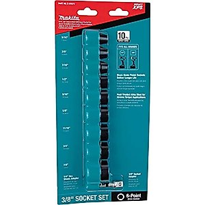 Makita E-01672 Impact XPS® 10 Pc. 3/8" Drive 6-Point SAE Impact Socket Set w/Standard Socket Adapter