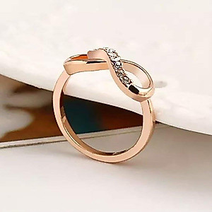 U-M PULABO Luxury 8 Infinity Zircon Inlaid Ring Wedding Evening Party Women Finger Jewelry Creative and Exquisite Popular