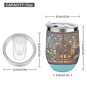 WYUSPGK 304 Stainless Steel Insulated Cup, Warm Fireplace Print Smooth Rim, Durable & Reusable - Perfect for Office, Home, And Travel