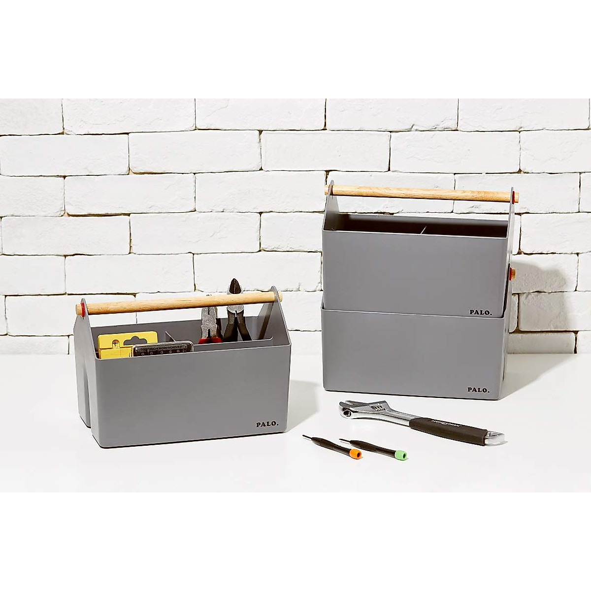 Litem Porta Deluxe - A Compact & Stackable Storage Unit for organizing Small Objects in Kitchen, Office, Kids Room (Grey, 11Wx6.7Dx7.2H)