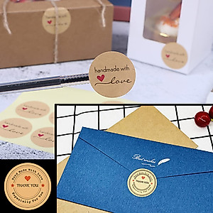 Thank You Stickers | 600 Labels Per | 1.5" Round | 10 Style Designs Vintage Yellow Kraft Sticker for Christmas Thanksgiving Birthdays Party Weddings Giveaways, Perfect for Small Business Gift Bags