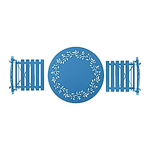 Alpine Corporation Bistro Set, Table: 24" L x 24" W x 28" H Chair: 17" L 18" W x 33" H, Blue