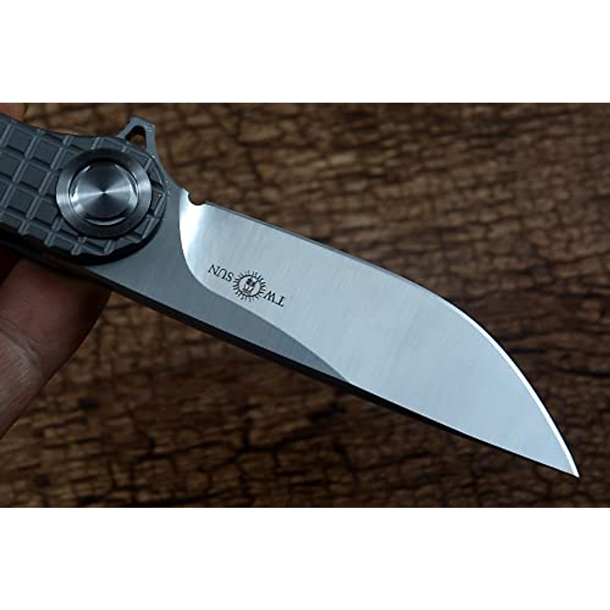 twosun TWOSUN Pocket Knife M390 Blade Flipper TC4 Titanium Handle TS308