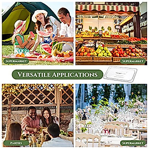 12 Pieces Polycarbonate Universal Handled Food Pan Lid Clear Food Pan Cover with Handle Restaurant Commercial Hotel Pan Lid for Fruits Vegetables Beans Corns (1/3 Size)