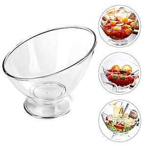 Housoutil Angled Salad Bowls Plastic Round Serving Bowls Footed Trifle Bowl Dessert Cups Sundae Ice Cream Bowls Chips Bowls for Candy Snacks Fruit Mixing Bowl