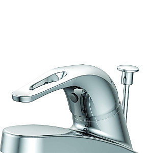 EZ-FLO Prestige Collection Single Handle Low Spout Lavatory Faucet, Bathroom Sink Faucet with Loop Lever Handle, Less Pop Up, Chrome, 10088LF