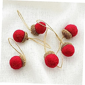 WATIIFUFU 12pcs Felt Pine Cones Christmas Tree pinecones Christmas Felt Ball Garland Felted Acorn Garland Artificial Pine Cone Christmas Hanging Bunting Ornament red Felt Winter Stockings