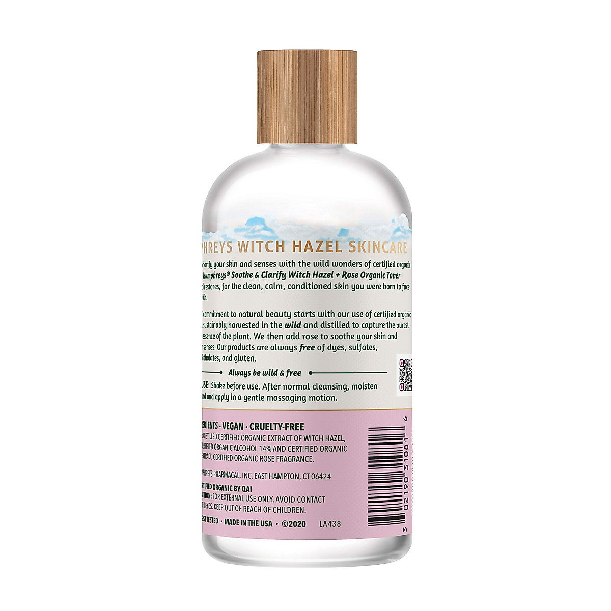 Humphreys Clarify + Soothe Witch Hazel with Rose Organic Toner, Clear, 8 Oz ( Pack of 1)