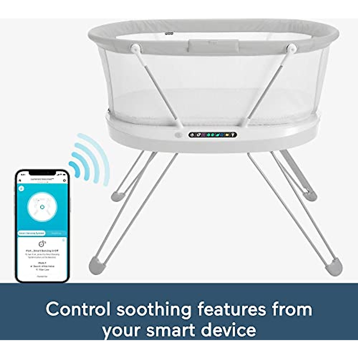 Fisher-Price Baby Bedside Sleeper Luminate Bassinet with Sound Detection Plus Customizable Lights Music and Sounds