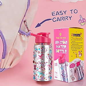 FSTSLK Girls Gifts Decorate Your Own Water Bottle with 14 Sheets of Unicorn Stickers & Glitter Gem. Cool Valentines Day Gifts for Kids & Easter Basket Stuffers for Girls Age 6 and Up