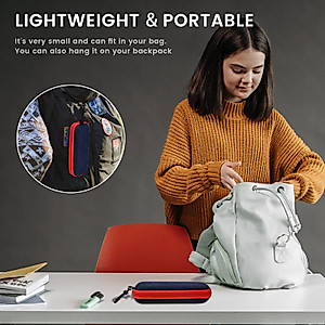 molshine 3 Pieces Portable Denim Glasses Case,Travel Zipper Eyeglasses Case with Hook for Students Women Men Girl (Blue&White&Red)