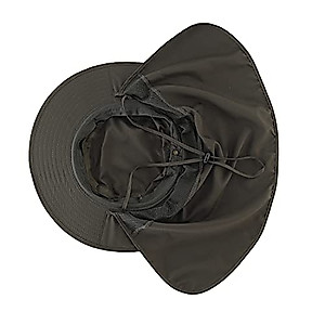 Home Prefer Mens Sun Hat with Neck Flap Quick Dry UV Protection Caps Fishing Hat (Dark Green)