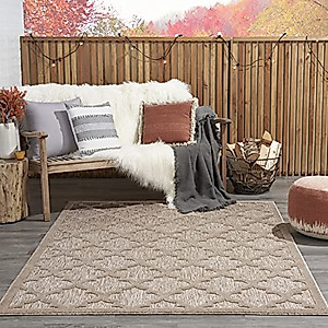 Nourison Easy Care Moroccan Natural Beige 5' x 7' Area -Rug, Trellis, Easy -Cleaning, Non Shedding, Bed Room, Living Room, Dining Room, Backyard, Deck, Patio (5x7)