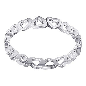 Gem Avenue 925 Sterling Silver Tiny Open Hearts 4mm Eternity Band Ring for Women Size 10