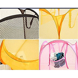 Rectangle Nursery Baskets Baby Clothes Laundry Organizer Mesh Storage Hamper for Toys Children Pop Up Trash Can,Orange