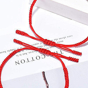 Seyaa Handmade Red String of Fate Bracelet Kabbalah Lucky Protection Matching Bracelets Valentines Day Gifts for Couple Lover Women Men Him Her