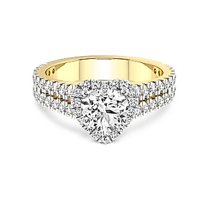 FRIENDLY DIAMONDS 2 Carat | IGI Certified Heart Shape Lab Grown Diamond Ring | 14K Or 18K in White, Yellow Or Rose Gold | Luna Split Shank Halo Diamond Ring | FG-VS1-VS2 Quality