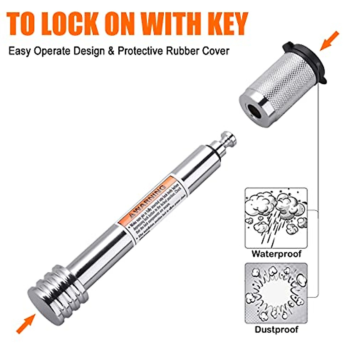 CZC AUTO Trailer Hitch Lock 5/8" Dia, Locking Hitch Pin 4" Super Extra Long Chrome Coated Hitch Pin with Keys for Class III IV to Hitch Bike Rack Tray Ball Tow Rope for Trailer Truck Car Boat