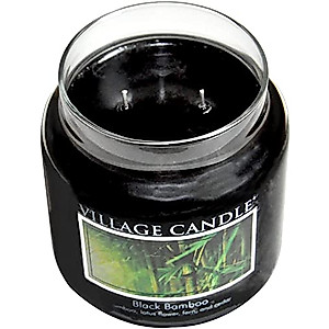 Village Candle Black Bamboo 26 oz Glass Jar Scented Candle, Large