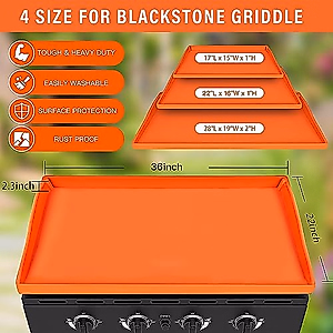 Ezebesta Silicone Griddle Mat for Blackstone 28 Inch Griddle，Protective Cover Mats Blackstone Griddle Top，Covers for Blackstone Protector Outdoor-Orange/High Wall Design