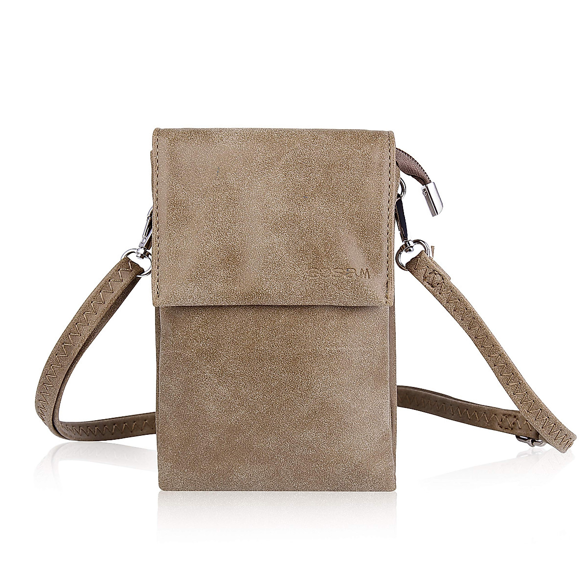 Small Crossbody Bags for Women,Cell phone Zipper Purse with Shoulder Strap for Iphone Samsung Huawei Smartphone Series(Brown)