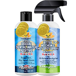Bodhi Dog Bitter 2 in 1 No Chew 17oz + Peppermint Dental Water Addititve Bundle